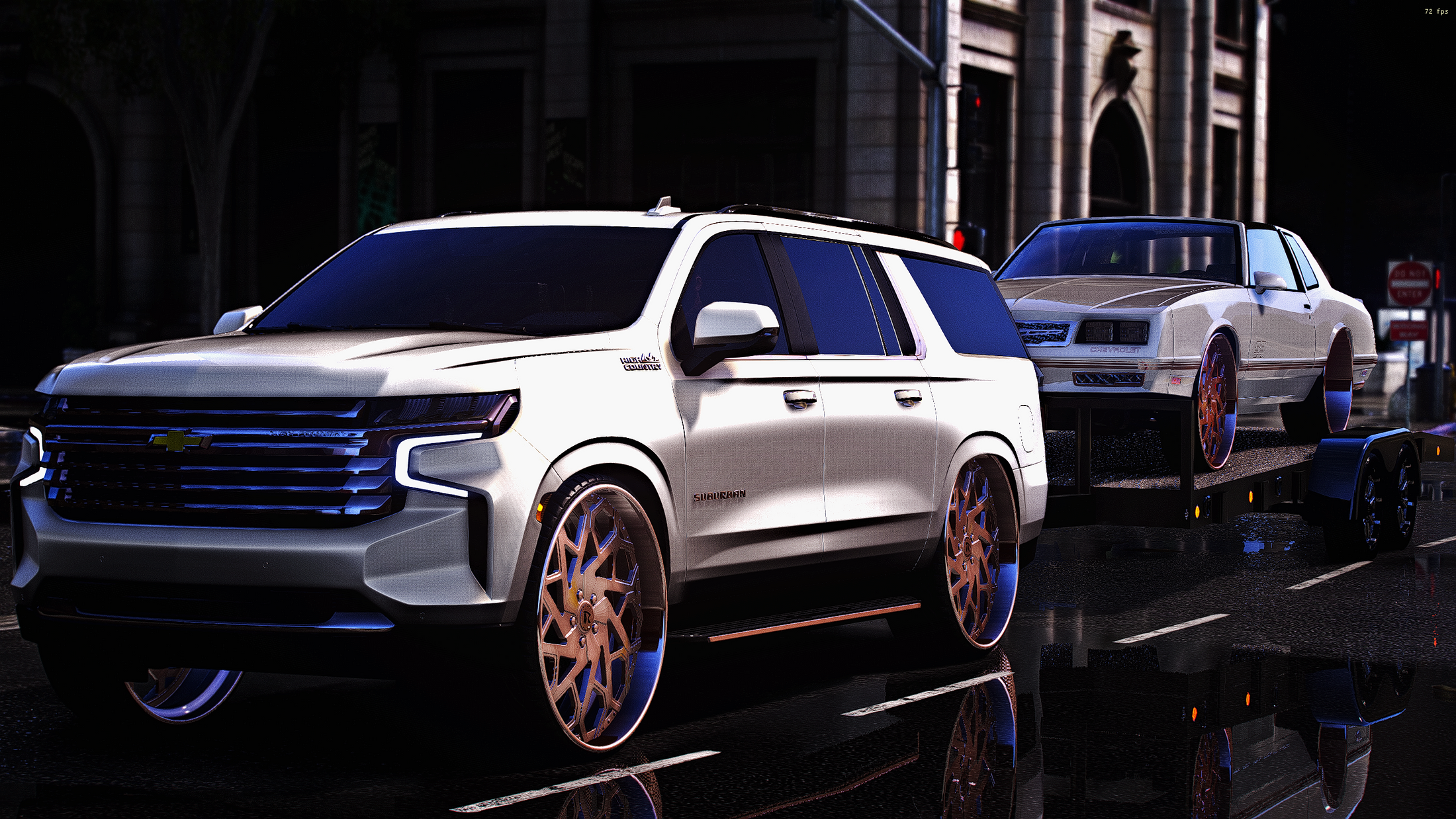 2021 SUBURBAN WITH THE SINGLE CAR TRAILER – PNUT CUSTOMS